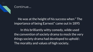 The importance of Being Earnest by Oscar Wilde | PPT