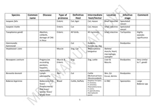 Veterinary important Protozoans with important information | DOCX