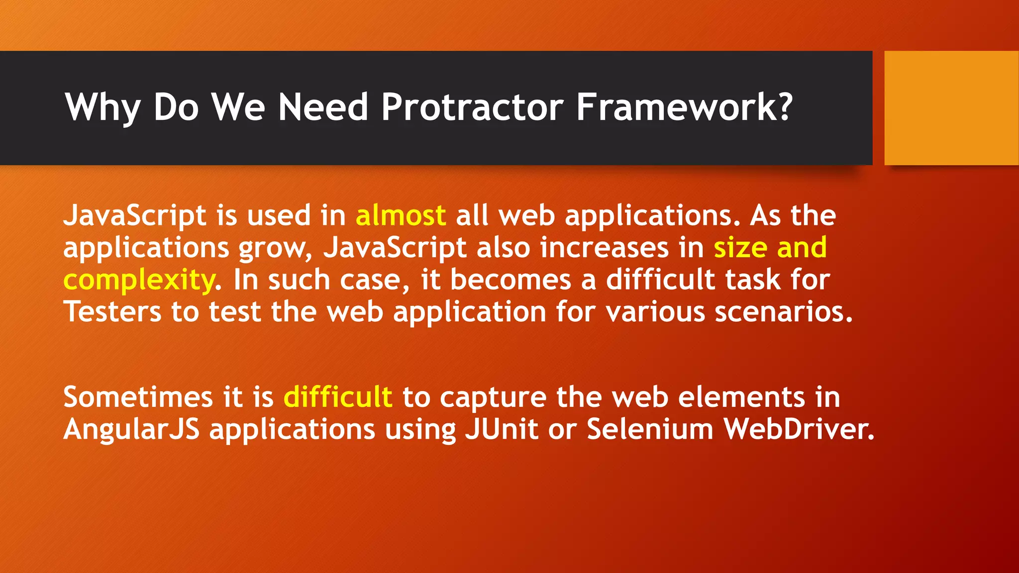 Protractor Testing Automation Tool Framework / Jasmine Reporters | PPTX
