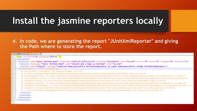 Protractor Testing Automation Tool Framework / Jasmine Reporters | PPT