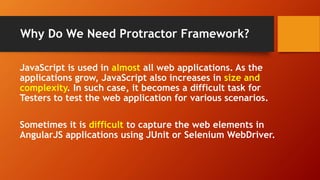 Protractor Testing Automation Tool Framework / Jasmine Reporters | PPTX