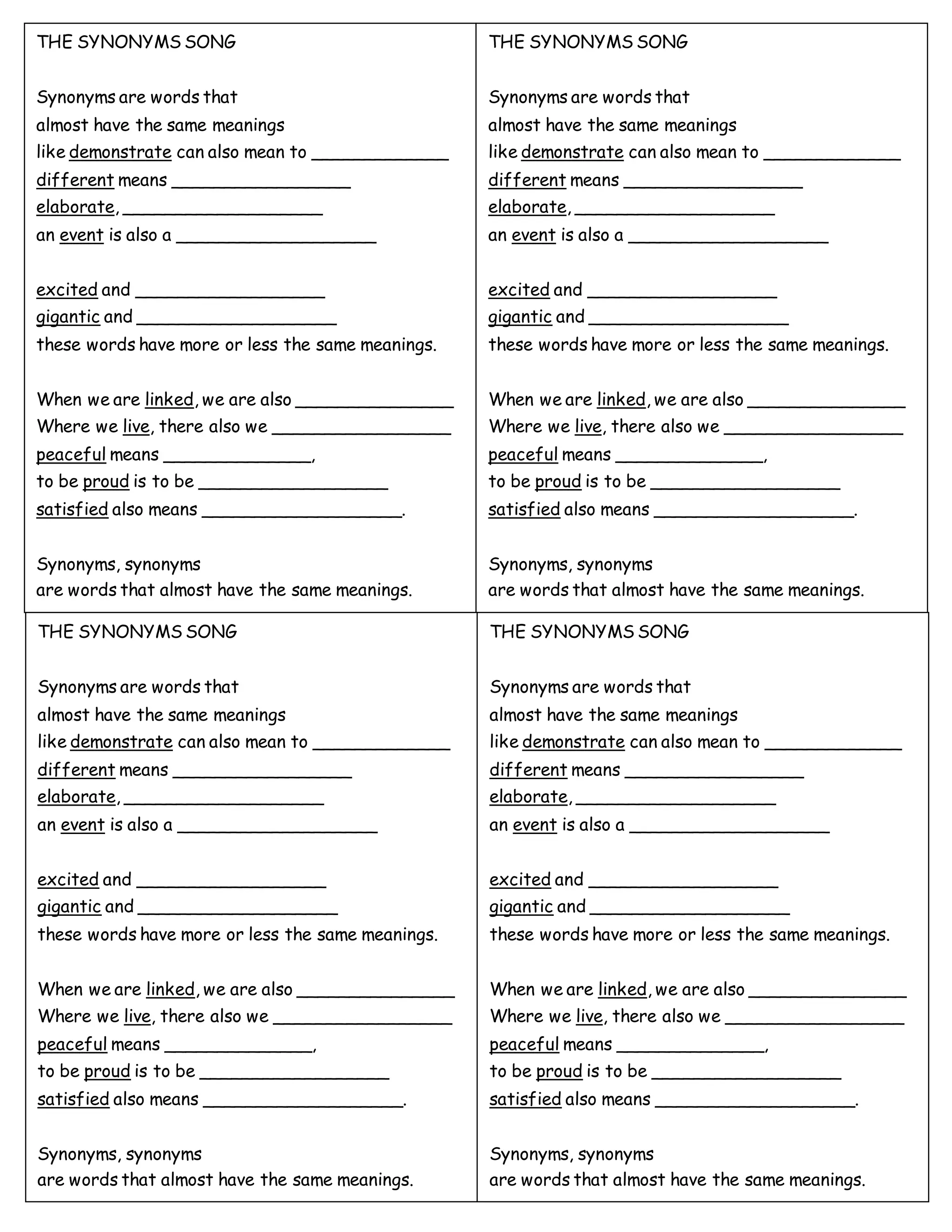 Synonyms (song lyrics) | DOCX