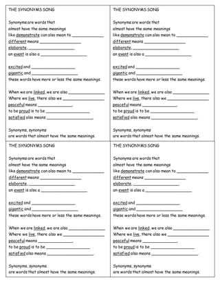 Synonyms (song lyrics) | DOCX