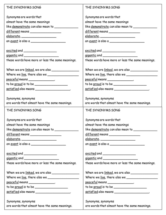 Synonyms (song lyrics) | DOCX