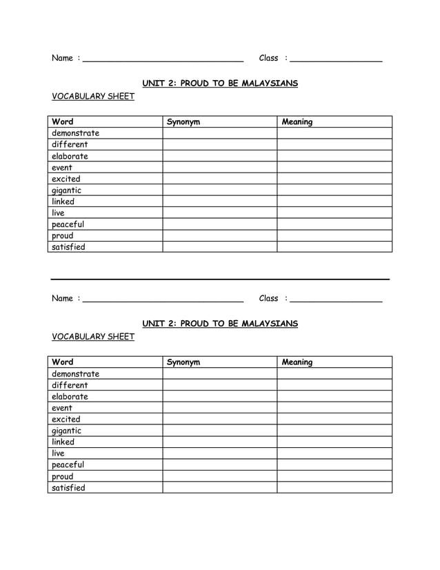 Synonyms (vocabulary sheet) | PDF