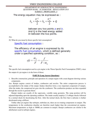Proulsion I - SOLVED QUESTION BANK - RAMJET ENGINE | PDF