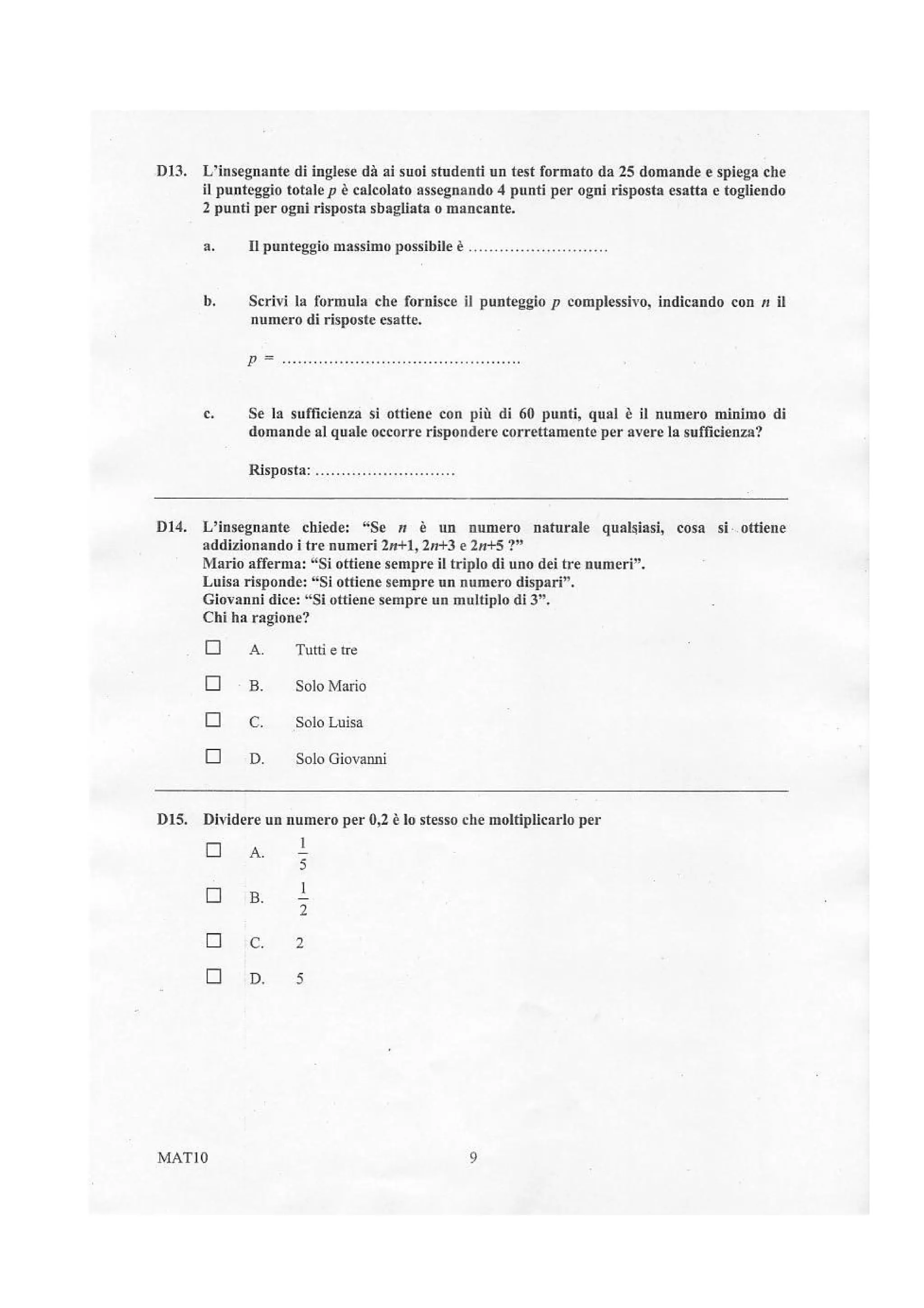 Prova invalsi-2-superiore-matematica | PDF