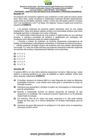 Prova objetiva-professor-de-genetica-biologia-molecular-bioquimica-e ...