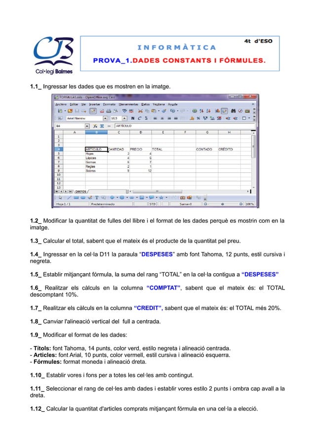 Prova 1.dades constants i fórmules. | PDF