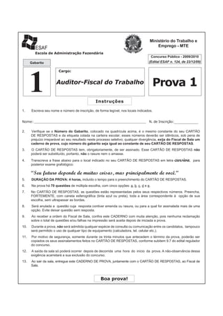 Prova1 gabarito1 | PDF