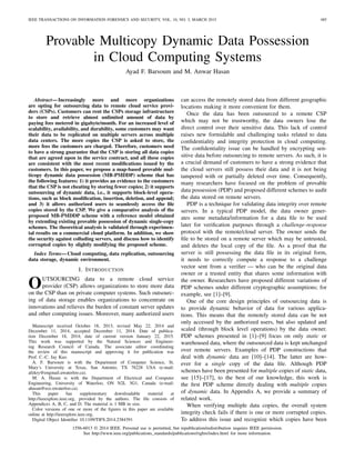 Provable Multicopy Dynamic Data Possession in Cloud Computing Systems | PDF