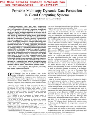 Provable multicopy dynamic data possession in cloud computing systems | PDF
