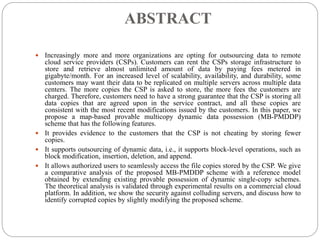 Provable multi copy dynamic data possession in cloud computing systems | PPTX