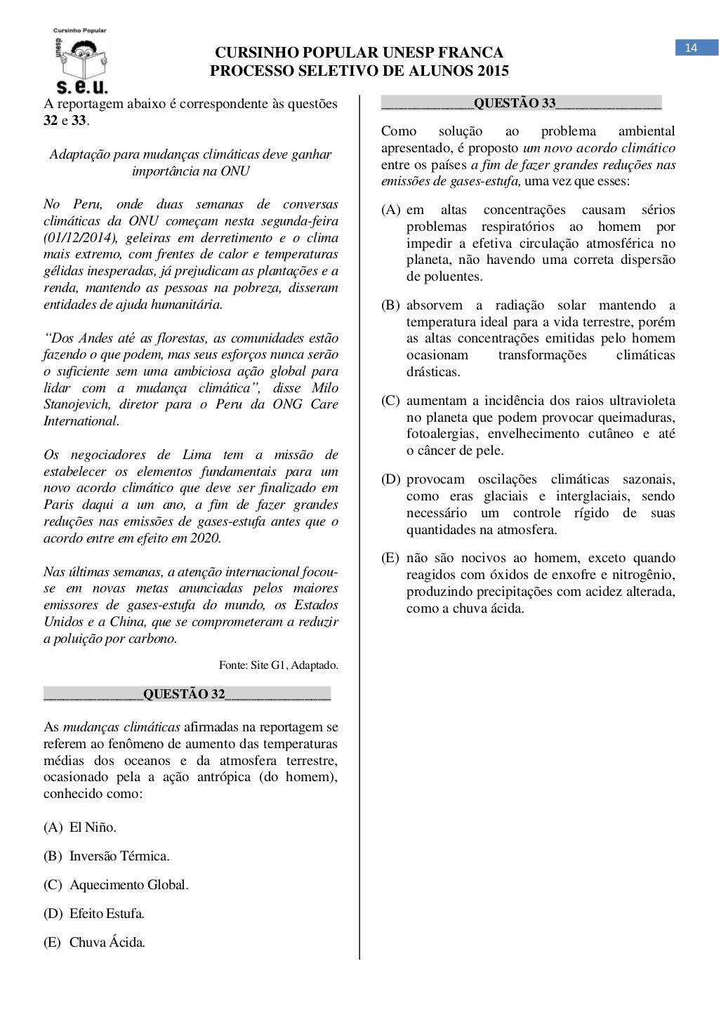 Prova De Conhecimentos Gerais Com Gabarito - FDPLEARN