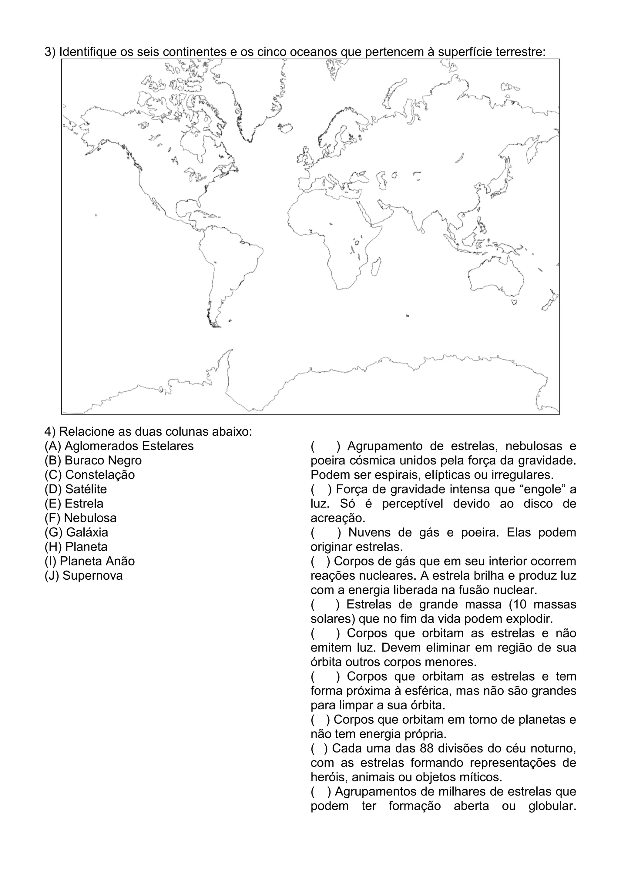 Atividades Sobre Continentes E Oceanos 4 Ano Com Gabarito - BINKEDU