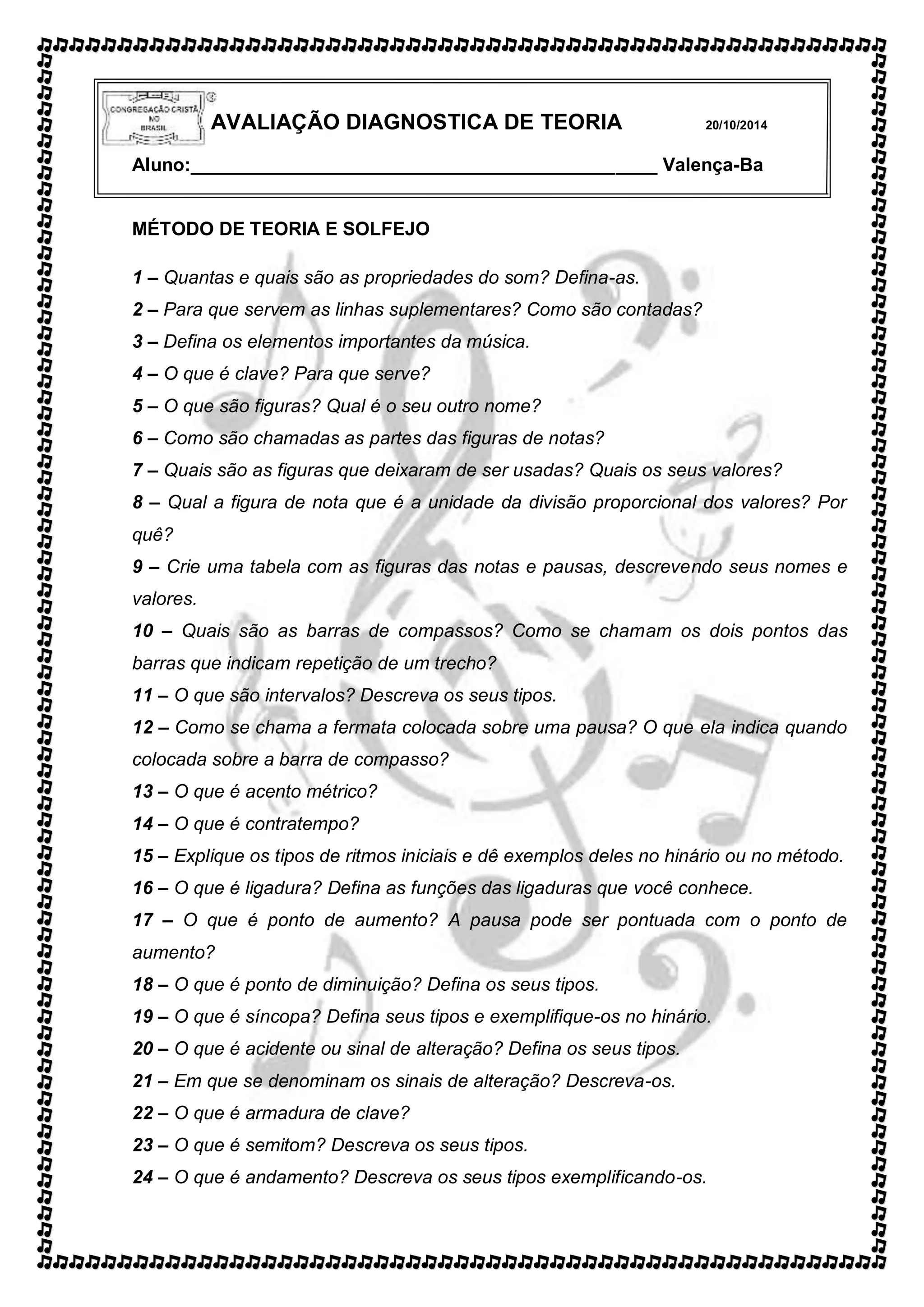 Prova de teoria final 50 | PDF