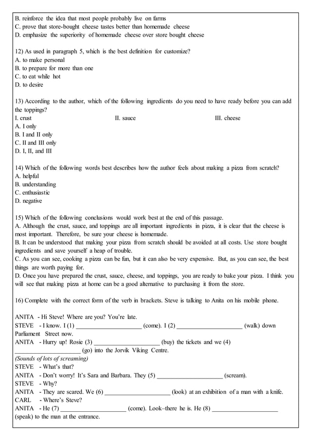 Prova ingles 1 ano | PDF