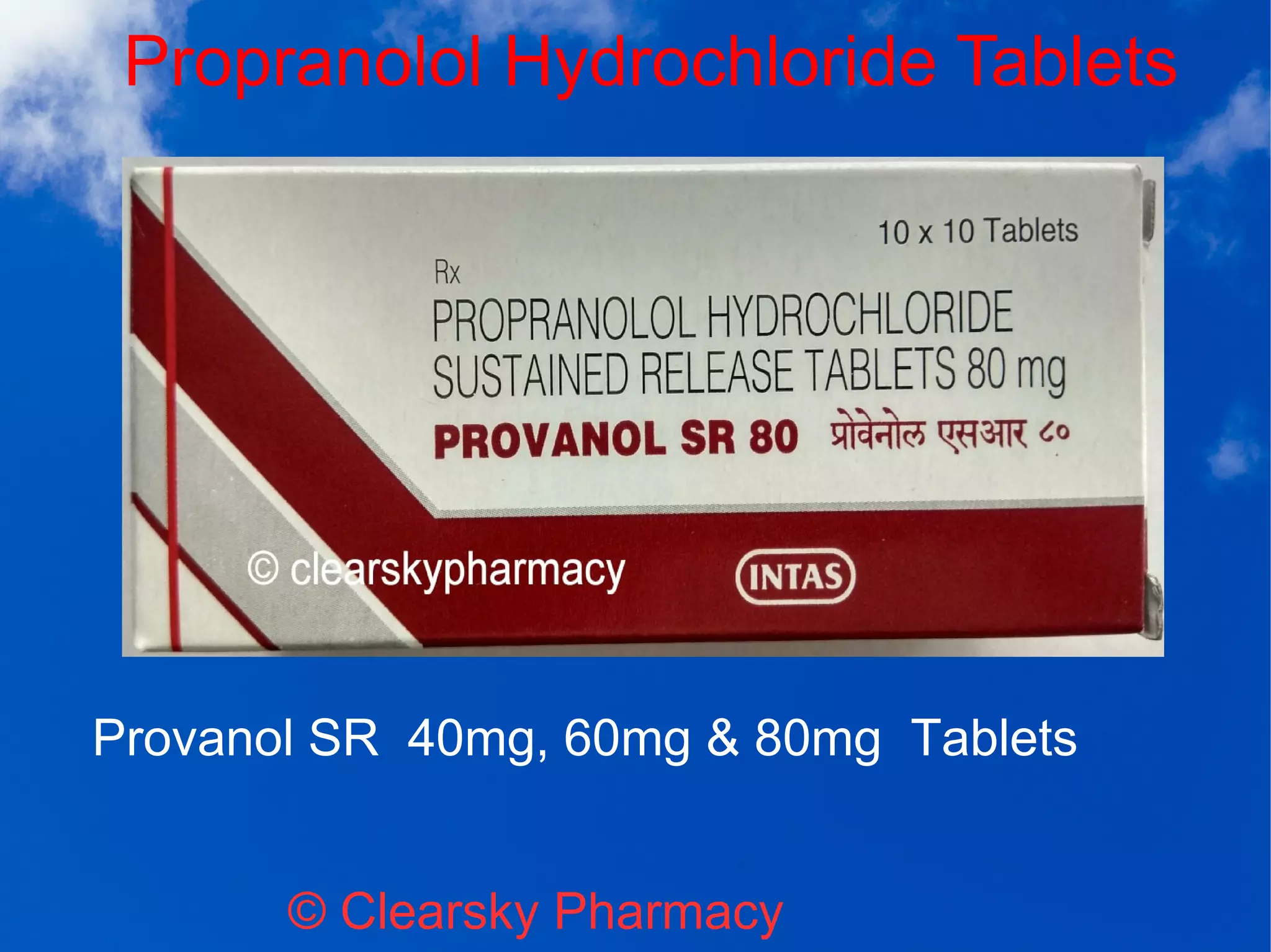 Provanol SR (Generic Propranolol Hydrochloride Sustained Release ...
