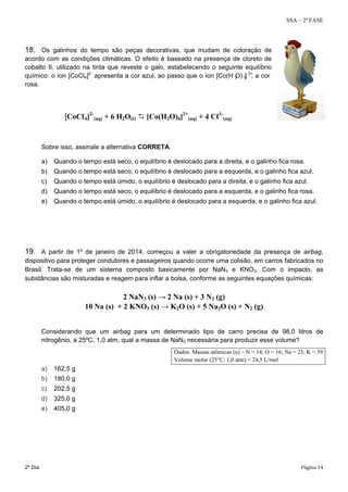 Provas do segundo dia do SSA2 da UPE | PDF
