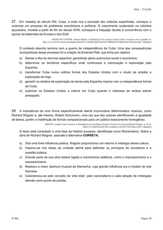 Provas do segundo dia do SSA2 da UPE | PDF