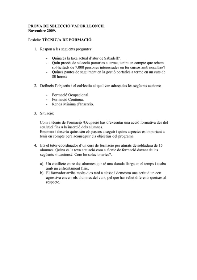 Prova vapor llonch | DOC