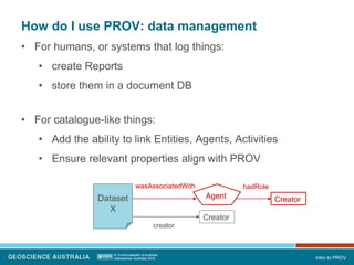 Provenance and social science data Nicholas Car - Intro to PROV | PPTX
