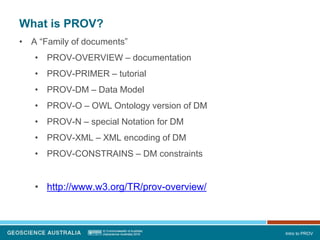 Provenance and social science data Nicholas Car - Intro to PROV | PPTX