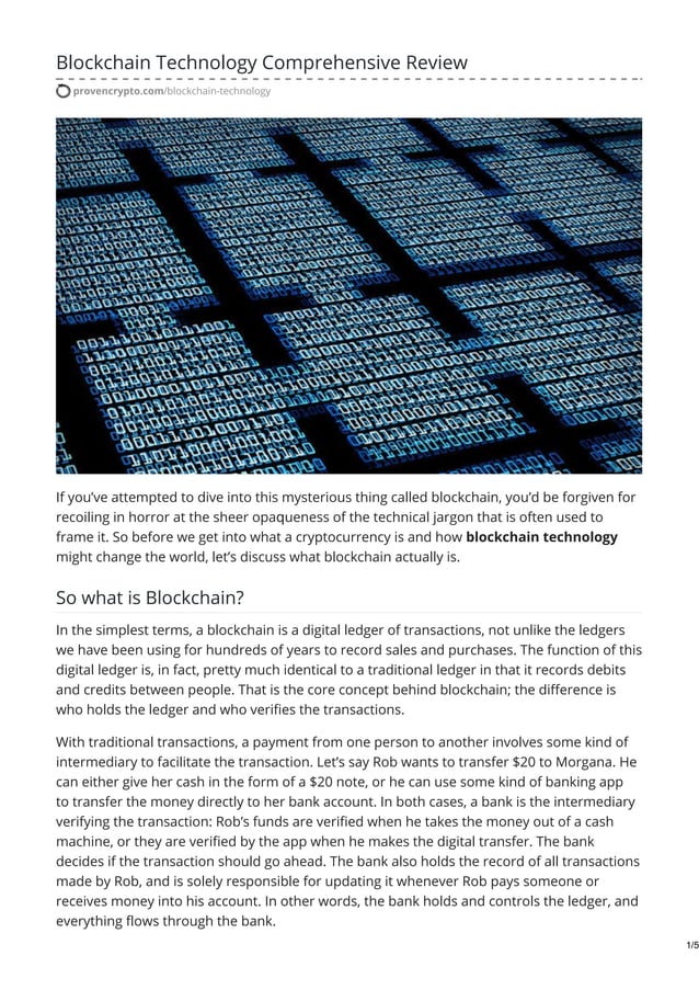 Blockchain Technology Meaning Comprehensive Review Provencrypto Pdf