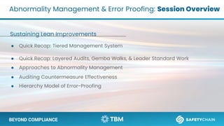 Proven Methods to Abnormality Management and Error Proofing | PPTX