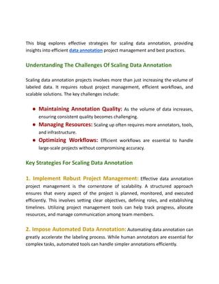 Proven Strategies For Scaling Data Annotation Projects | PDF
