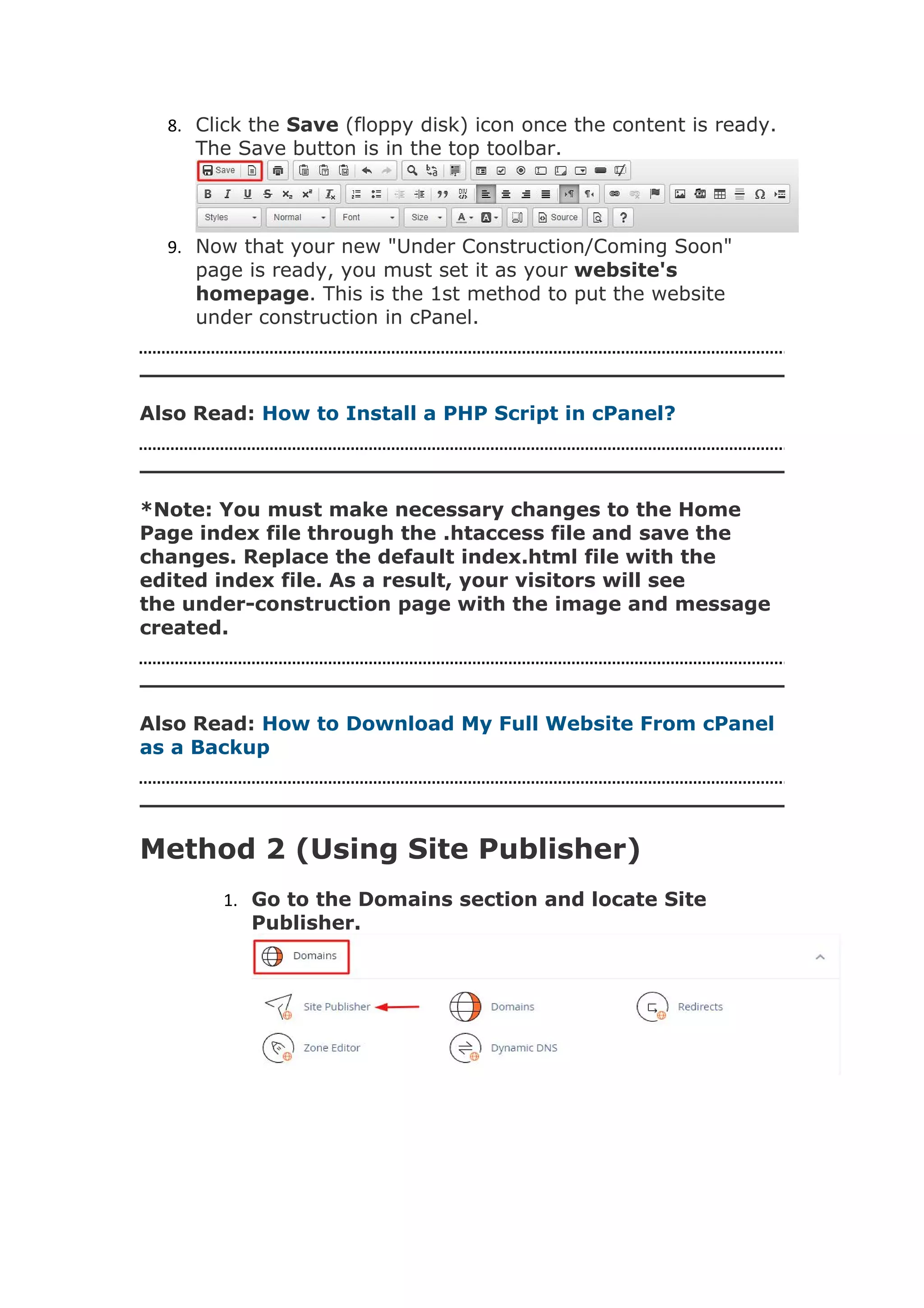Proven ways to place a website under construction in cPanel.pdf