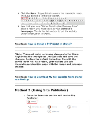 Proven ways to place a website under construction in cPanel.pdf