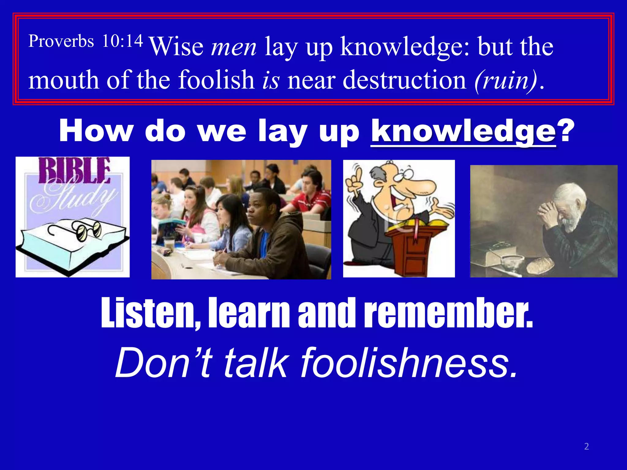 Proverbs 10c wise or foolish | PPTX