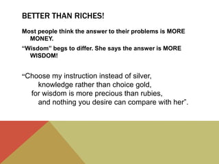 Proverbs 8 – wisdom’s call | PPTX | Christianity | Religion & Spirituality