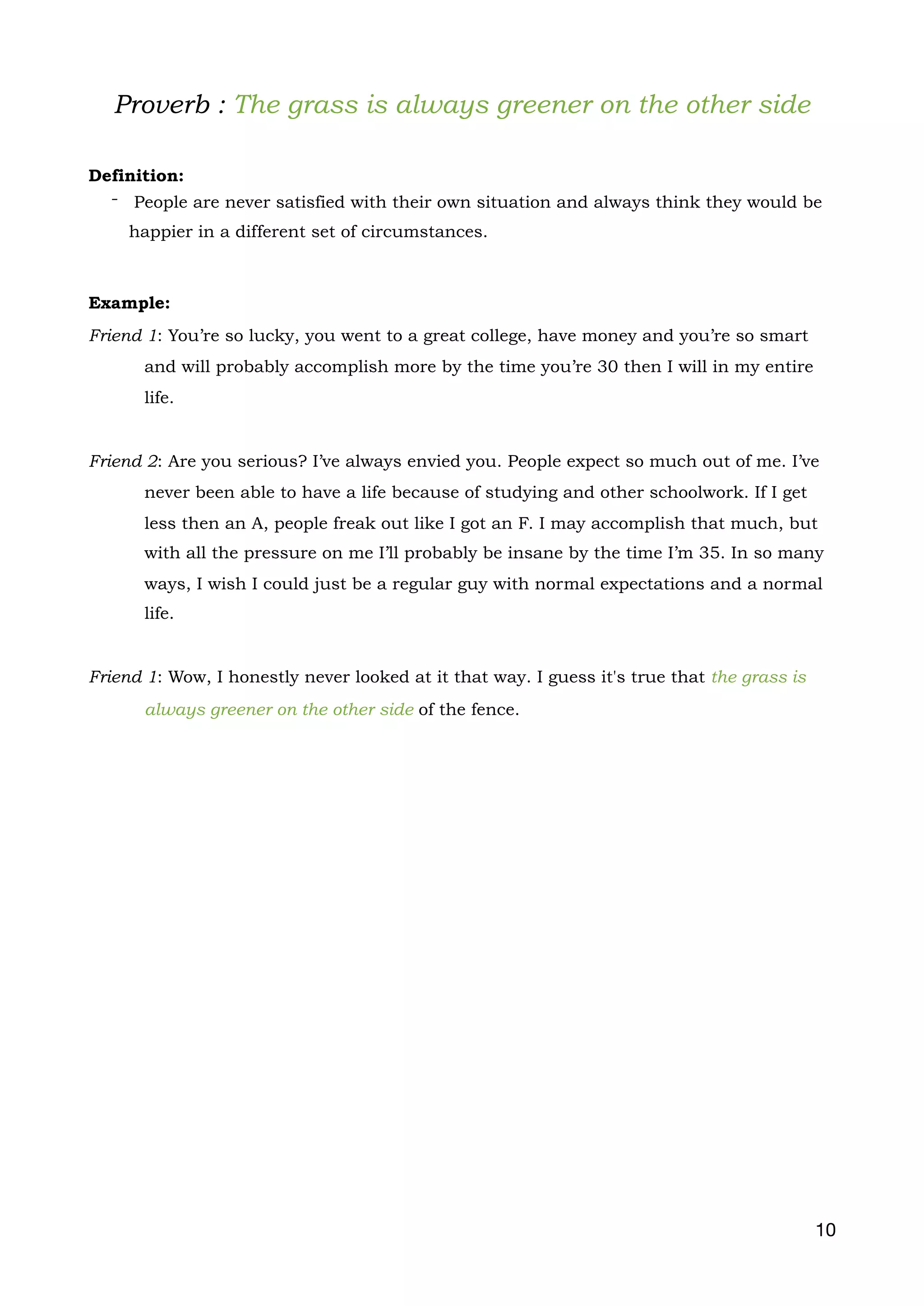 Proverbs and idioms (Short Stories) | PDF