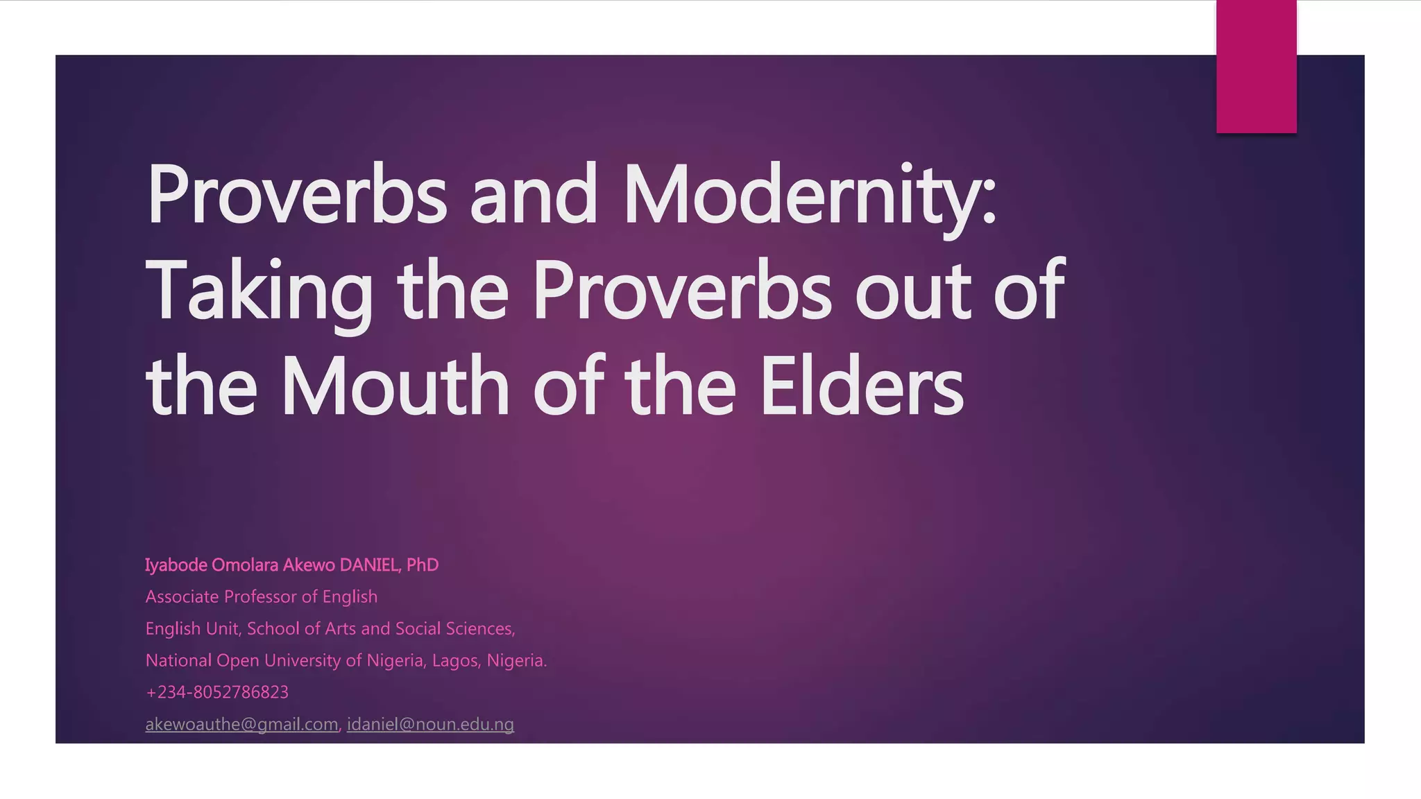 Proverbs and modernity | PPTX