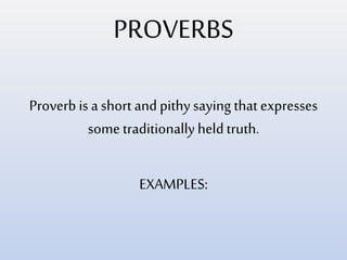 Proverbs, idioms; sayings | PPTX