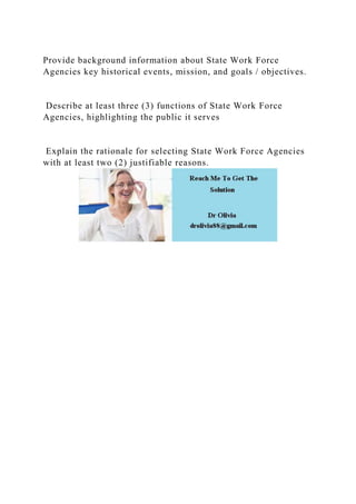 Provide background information about State Work Force Agencies key h.docx