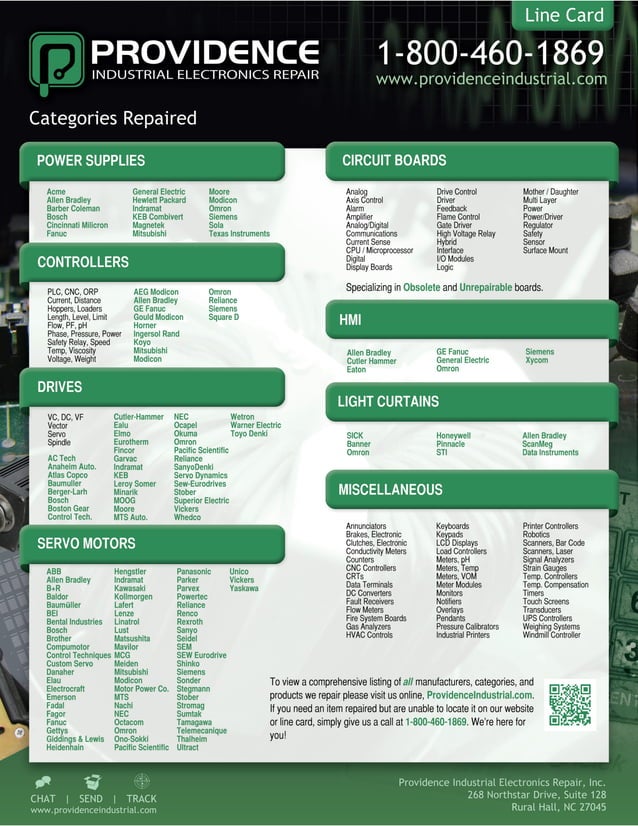 Providence Industrial Line Card | PDF