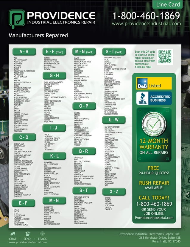 Providence Industrial Line Card | PDF