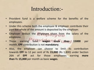 Provident fund act, 1952 | PPT