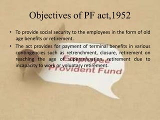 Provident fund act, 1952 | PPT