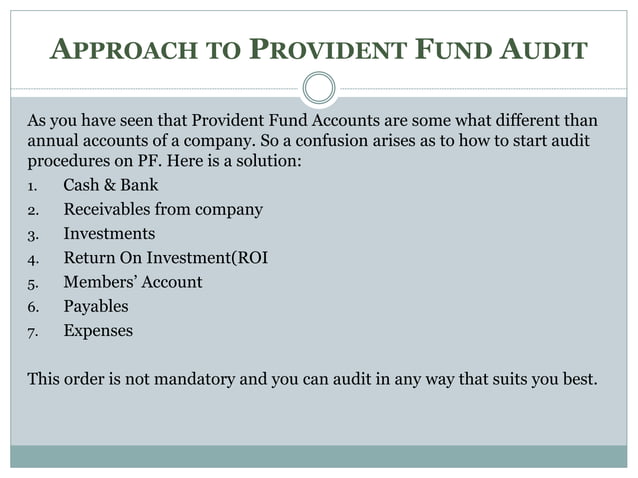 Provident fund Audit | By yasir shaikh | PPTX | Mutual Funds | Personal ...