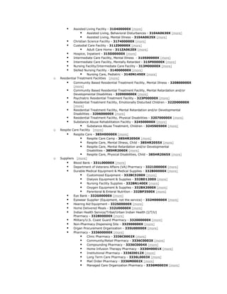 Provider Taxonomy Codes | PDF
