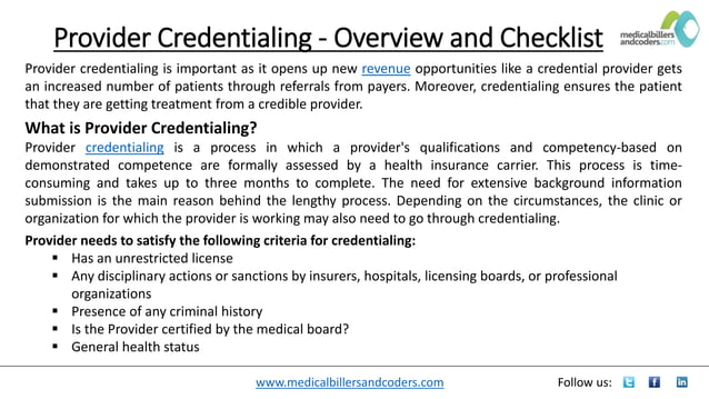 Provider Credentialing - Overview and Checklist | PPTX | Health ...