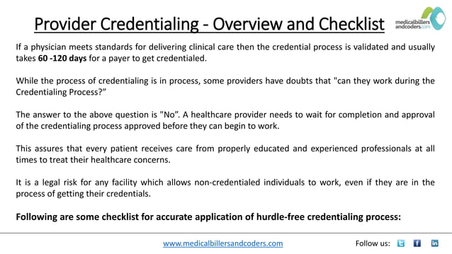 Provider Credentialing - Overview and Checklist | PPTX | Health Insurance | Insurance