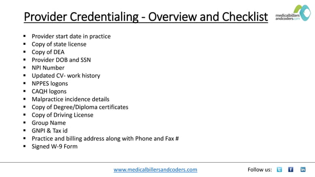 Provider Credentialing - Overview and Checklist | PPTX | Health Insurance | Insurance