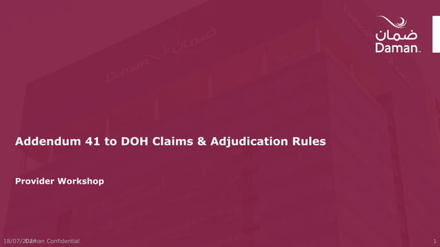 Provider training_2nd _Addendum 41 to DOH Claims & Adjudication Rules ...