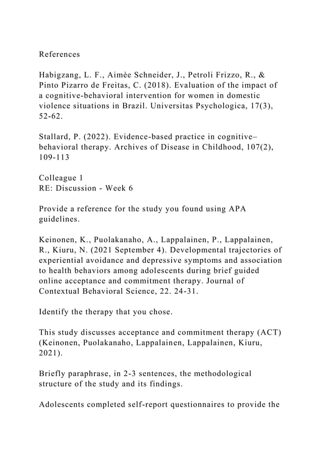 Provide the reference for the study you found using APA guidelines | PDF