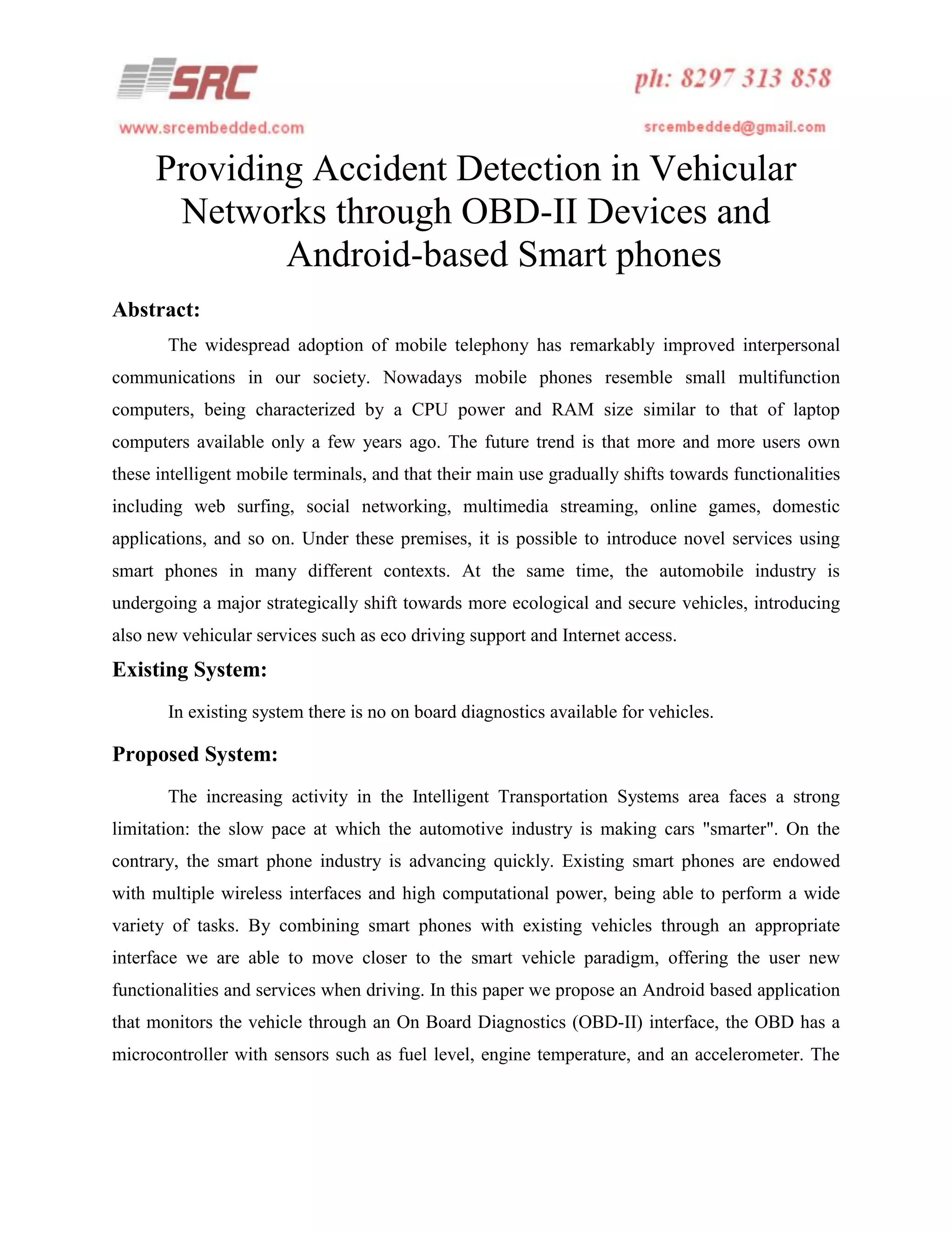 Providing accident detection in vehicular networks through obd ii ...
